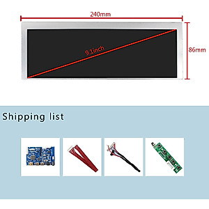 VSDISPLAY 9.1" 9.1 Inch 822X260 LCD Screen LQ091B1LW01 with HD-MI USB LCD Controller Board VS-TY2660H-V818