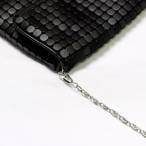 TrendsBlue Chic Lightweight Metal Mesh Flap Clutch Evening Bag, Black