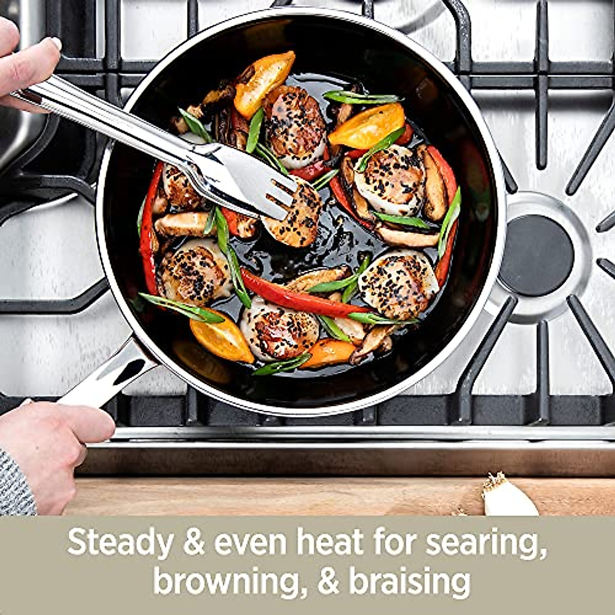 All-Clad FUSIONTEC Natural Ceramic with Steel Core Universal Pan, 4.5 quart, Onyx