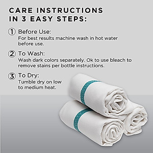 Diane DET005 100% Cotton Barber Towels 15"x26" for Salon, Spa, Barber Shop, White - 12 Pack