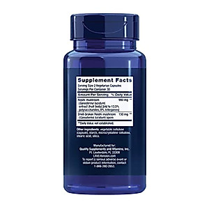 Life Extension Reishi Extract Mushroom Complex - Mushrooms Herbal Supplement for Immune Support – Ganoderma Lucidum Extract - Gluten-Free, Non-GMO, Vegetarian – 60 Capsules