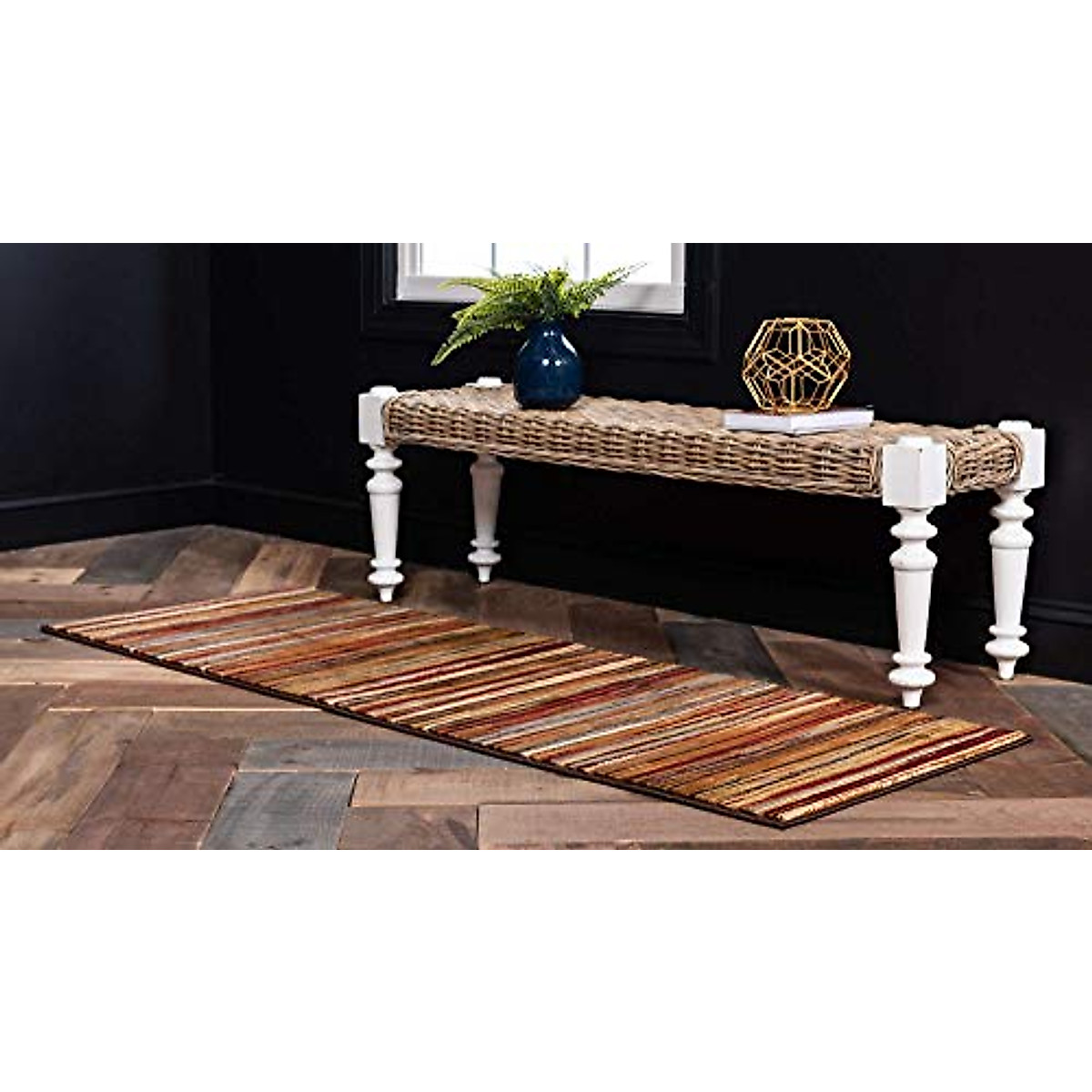 Unique Loom Barista Collection Modern, Abstract, Stripes, Urban, Rustic, Warm Colors Area Rug, 2' 2 x 6' 0 Runner, Multi/Beige