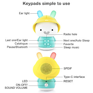 Alilo Smart Learning Robot Bunny Toy, Rabbit Montessori Education Toy with New Deluxe Bluetooth and Lights Model, Bedtime Storytelling, Gift Present for 8-48 Months Baby Kids Infants Toddlers