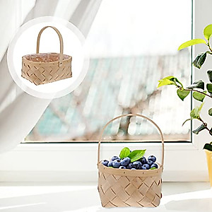 VICASKY Portable Seagrass Basket Handmade Rattan Storage Basket Container Houseware Storage Basket Wooden Woven Storage Case with Handle (Large)