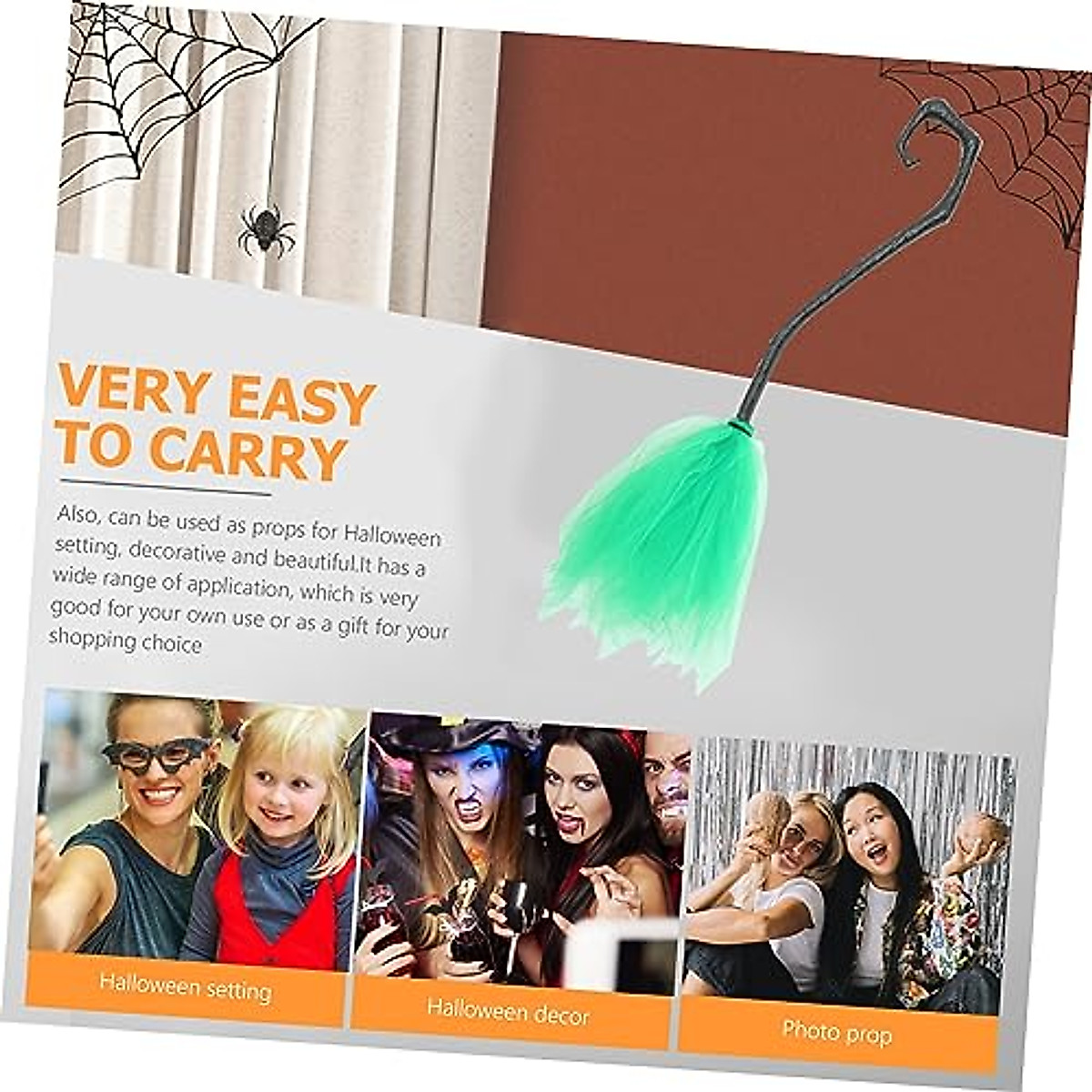 HONMEET Witches Flying Broomstick Plastic Halloween Broom Decoration Mesh Detachable Witch Broom Witch Cosplay Broom