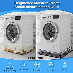 Saillong Mini Fridge Stand with Drip Pan, Universal Stand Base Adjustable Refrigerator Stand with 4 Strong Feet, 21 x 20 Inch (ID) Washing Machine Drain Pans for Washer and Dryer Pedestal