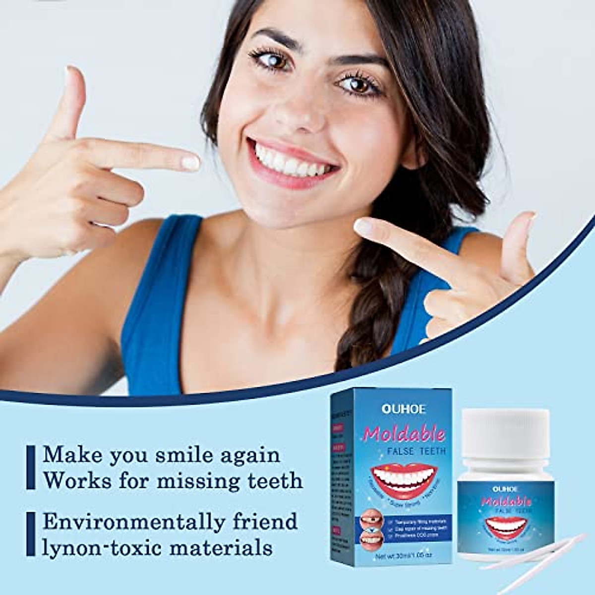 30 ml Tooth Repair Kit, Temporary Teeth Replacement Kit - Moldable Thermal Fitting Beads for Filling Fix Missing and Broken Tooth or Adhesive Denture Fake Teeth