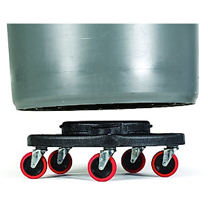 Rubbermaid Commercial FG264043 HDPE Brute Quiet Dolly for Container, 250 lbs Capacity, 18.25" Diameter x 6.63" Height, Black