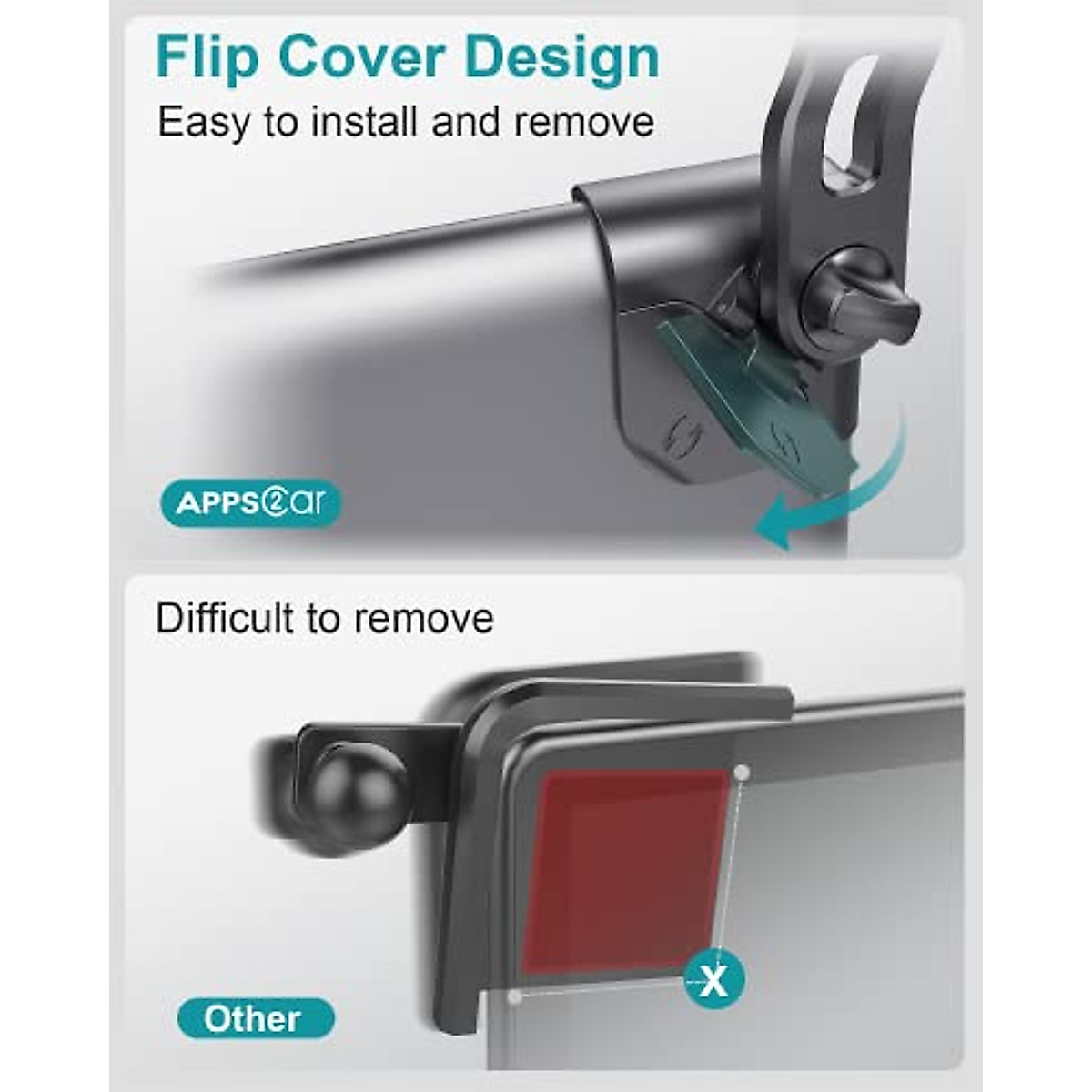 APPS2Car Phone Mount for Tesla Model 3 / Y Car Phone Holder 360° Free Rotation, Flip Cover Design Compatible with All Cell Phones Within 4.7-6.7 Inches