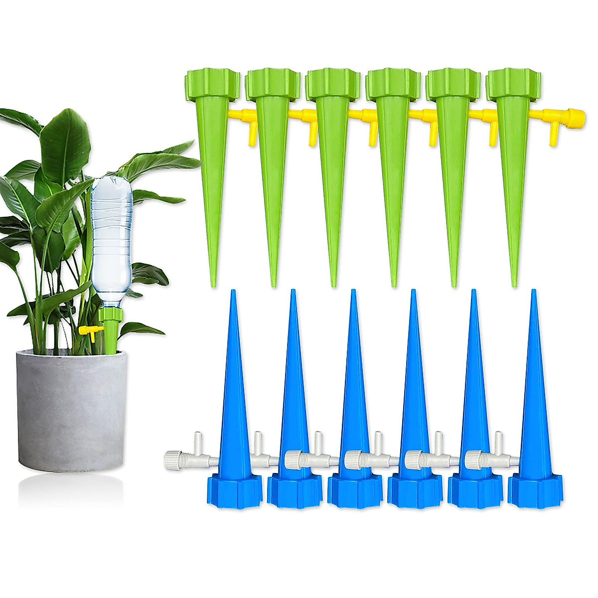 Plant Self Watering Devices - 12 Pcs Automatic Irrigation Equipment Plant Water with Slow Release Control Valve, Adjustable Water Volume Drip System for Home and Vacation Plant Watering