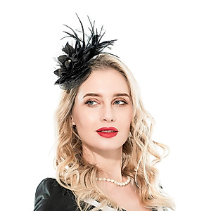 Zivyes Fascinators Headband for Women Tea Party Hat Kentucky Derby Wedding Flower Mesh Feathers Hair Clip