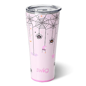 Swig Life 32oz Insulated Tumbler, Travel Coffee Tumbler with Lid, Cup Holder Friendly Travel Coffee Mug, Stainless Steel Thermos, 32 oz Tumbler, Reusable Insulated Coffee Mug (Sweet And Spooky)