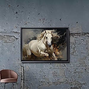 Majestic Black Stallion Galloping In The Clouds, Black Horse On Salt Flats, Canvas Print, Black Horse Print, Black Horse Wall Art