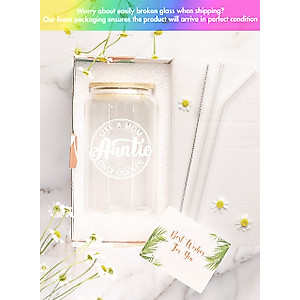 NewEleven Mothers Day Gifts For Aunt From Niece, Nephew - Cool Gifts For Aunt, New Aunt, Auntie, Sister - Aunt Birthday Gift, Aunt Announcement, Promoted To Aunt, Best Aunt Ever - 16 Oz Coffee Glass