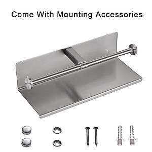 YUMORE Toilet Paper Holder, 304 Stainless Steel Bathroom Double Roll Tissue Holder with Shelf, Wall Mounted Washroom Dual TP Dispenser Storage, Flushable Wipes Dispenser, Brushed Nickel Finish