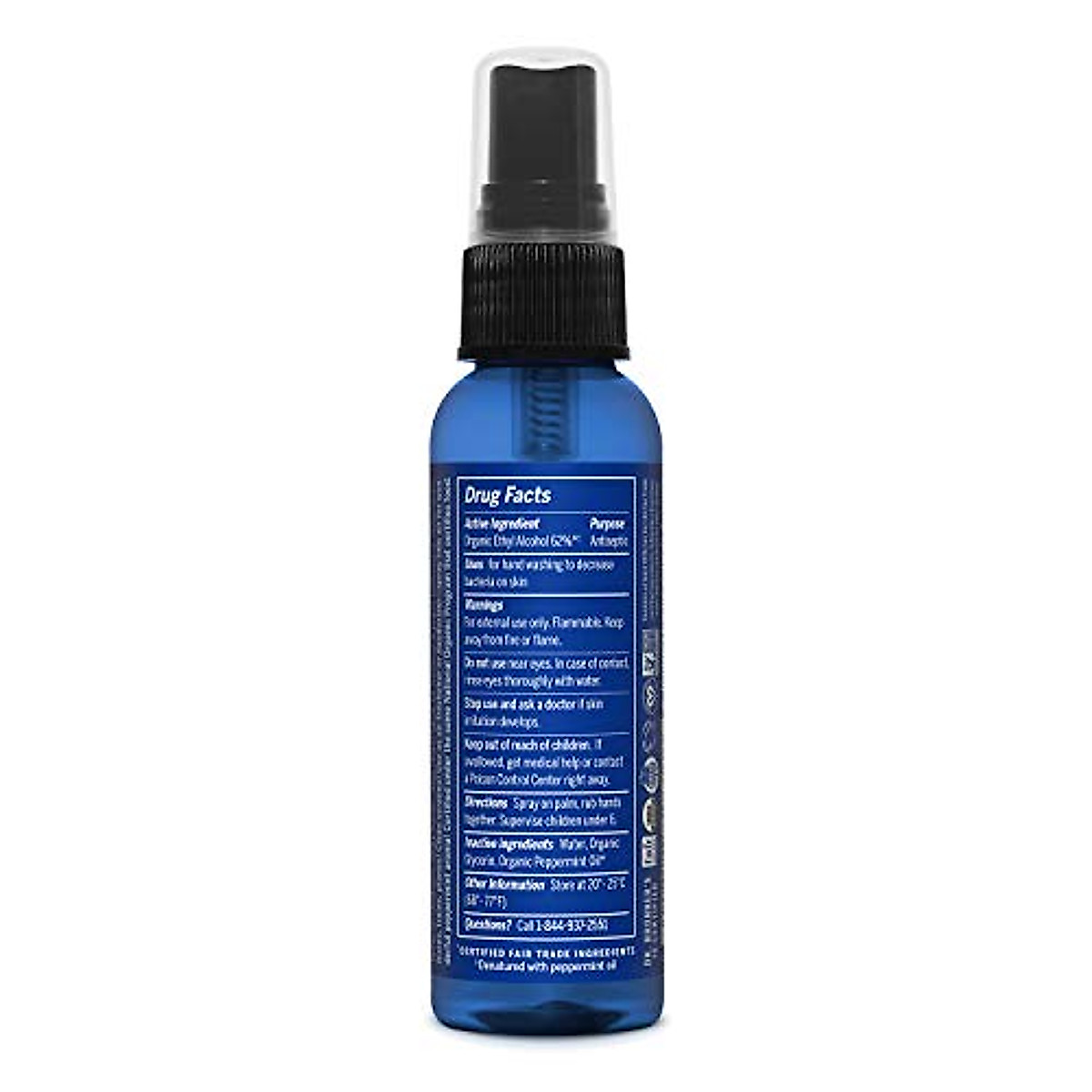 Dr. Bronner's - Organic Hand Sanitizer Spray (Peppermint, 2 ounce) - Simple and Effective Formula, Cleanses & Sanitizes, No Harsh Chemicals, Moisturizes and Cleans Hands