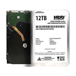 MDD 12TB 7200 RPM 256MB Cache SATA 6.0Gb/s 3.5inch Internal Hard Drive for Surveillance Storage (MD12TGSA25672DVR) - 3 Years Warranty