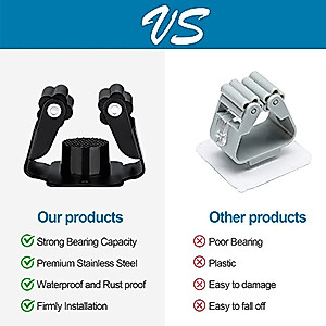 JAMEND CLXP 3PCS Broom and Mop Holder, Heavy Duty Garden Tool Organizer Rack Rake and Shovel Handle, Stainless Steel Mop Hanger. Wall Mounted Utility Rack with Screws, Silver.