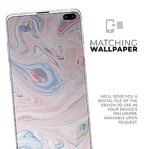 DesignSkinz Marbleized Pink and Blue Swirl V2123 Protective Vinyl Decal Wrap Skin Cover Compatible with The Samsung Galaxy S20 (Screen Trim & Back Glass Skin)