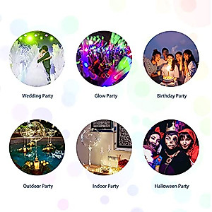 ComboJoy 12 Pack Big Light Up BOBO Led Balloons with Stick and Sequins | Transparent Balloons Glow in the Dark, Flicker in the Daylight | Perfect Supply for Glow Stick Party, Birthday Party, Wedding