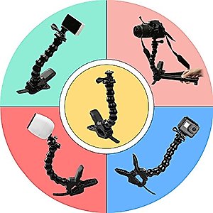 Suptig Jaws Flex Clamp Mount Gooseneck Mount for GoPro Hero 11 Hero 10 Hero 9 Hero 8 Hero 7 Hero 6 Hero 5 Hero 4 Session Hero 3+ Hero 3 Arlo Arlo pro Action Cameras