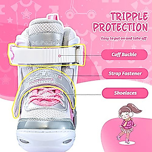 Kuxuan Skates Saya Roller Skates Adjustable for Kids,with All Wheels Light up,Fun Illuminating for Girls and Ladies - Pink M