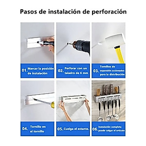 UPQRSG 15.7 inch Kitchen Knife Holder for Wall, Stainless Steel Knife Rack, No Punch Wall Mounted Multifunction Kitchen Utensil Hanger, Tableware Storage Rack Knife Rest for Home