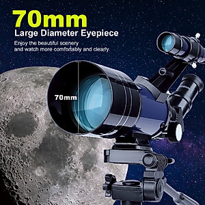 Telescope for Beginners, 300/70mm Astronomy Monocular Telescopes with Phone Adapter, Camera Wire Shutter, Moon Filter and Backpack, Adjustable Tripod