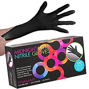 FRAMAR Powder Free Nitrile Gloves – 12 INCH Black Gloves Disposable Latex Free, Non Latex Gloves, Nitrile Gloves Medium, Latex Free Gloves Medium, Guantes Desechables, Medium Nitrile Gloves