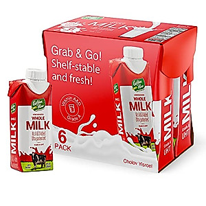 Golden Flow Shelf Stable Whole milk - UHT Boxed Milk - Fortified with Vitamins A & D –No Refrigeration Needed, Cholov Yisroel, Kosher for Passover -8 FL oz- (Pack of 12)