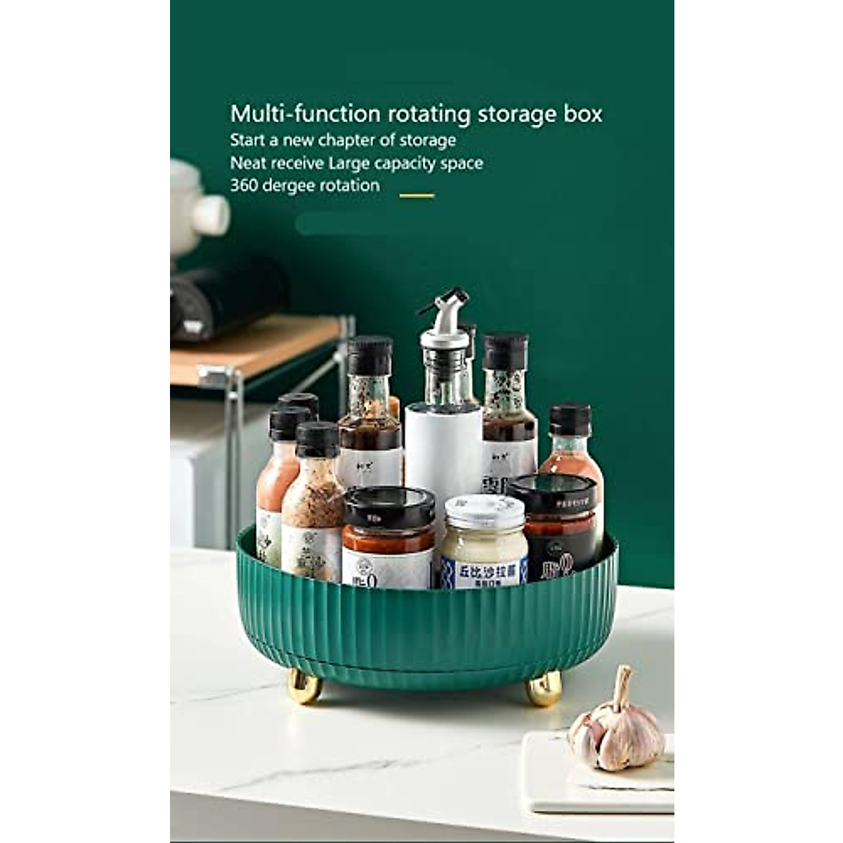 NA Cosmetics Storage Box Rotatable Desktop Skin Care Product Storage Basket Finishing Box Household Light Luxury Storage Box Tray, White, 22x7.5ccm