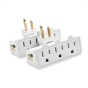 [UL Listed] Cable Matters 2-Pack 3 Outlet Grounded 180 Degree Swivel Wall Tap in White (Swivel Outlet, 3 Plug Outlet Adapter, Multi Plug Outlet, Outlet Extender)
