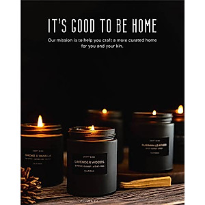 Scented Candles for Men | Lavender and Wood Scented Candles | Soy Candles, Mens Candle, Woodwick Candles | Masculine Candle, Long Lasting Candles | Black Lavender Candles for Home
