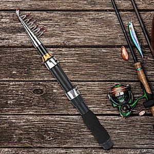 RiToEasysports Fishing Rod,Portable Short Pole Small Sea Pole Ice Fishing Rod Mini Sea Fishing Tools Comfortable and Non-Slip(1.7m)