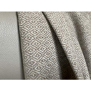 Eikei Wool Throw Blanket Geo Diamond Pattern Oversized Couch Throw Blanket Fringe Trim Soft Merino Woolen Afghan Minimalist Style Lightweight Machine Washable (Mocha, 55Wx78L)