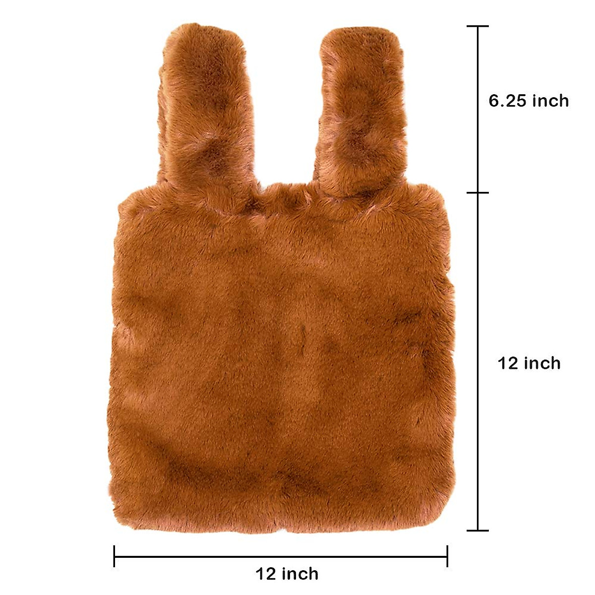 Me Plus Soft Faux Fur Pull Through Strap Slouchy Wrist Fashion Tote Bag (Grey)