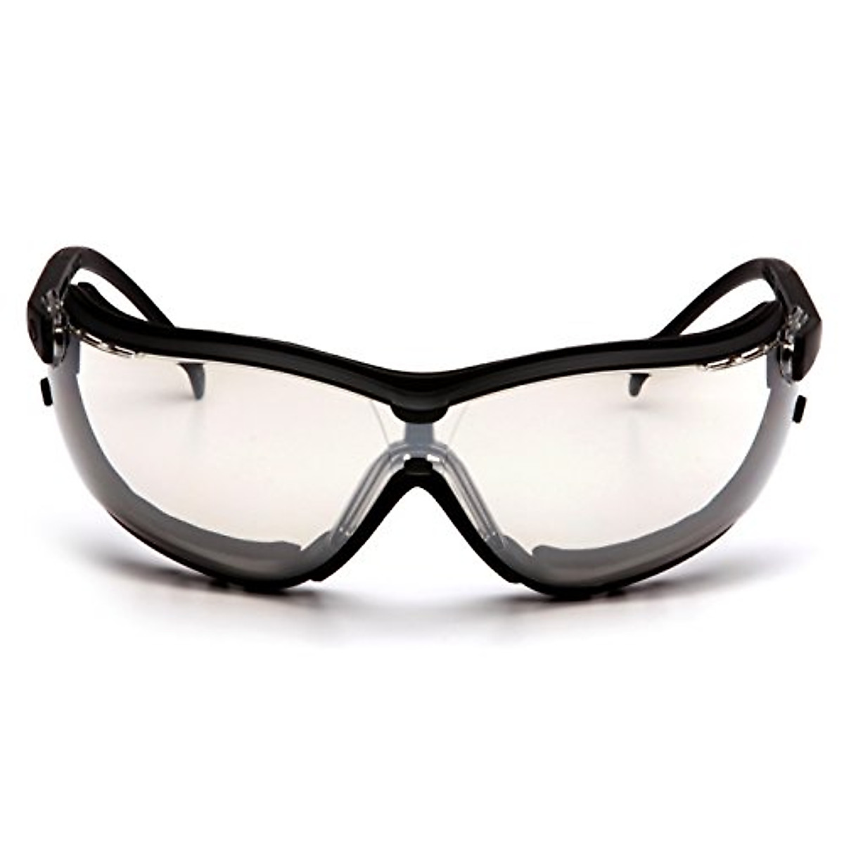Pyramex V2G Safety Glasses, Black Frame/Indoor-Outdoor Mirror Anti-Fog Lens