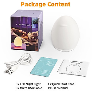 Loycco Baby Night Light, Rechargeable Night Lights for Kids Room with 8 Colors Changing, Dimmable Nursery Night Light with Touch Control, Timer, Night Light Lamp for Breastfeeding, Up to 100H
