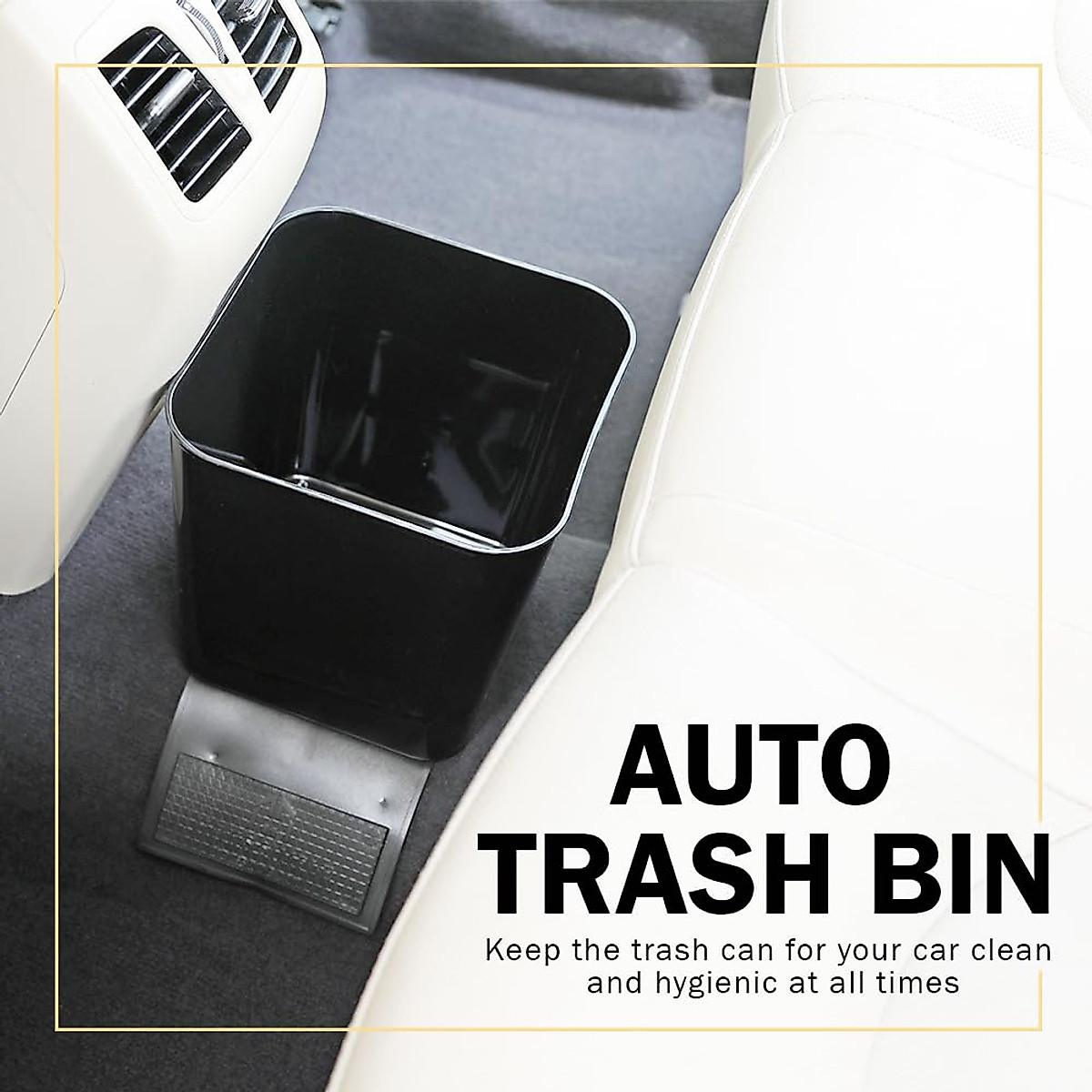 Car Trash Can for Vehicles Leakproof Compact Garbage Bin w/ Stability Flap, Anti-Slip Base, Portable Trash Holder for Cars, Trucks, SUVs, Minivans Compact, Easy to Clean Auto Container Organizer Black