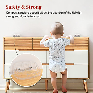 EUDEMON Baby Safety Anti-Tip Furniture Anchor Straps, Furniture Anti-Tip Wall Holder for Children&Pets, Childproof Anti-tip Furniture Wall Anchors, Easy to Install(Transparent,2 Pack)