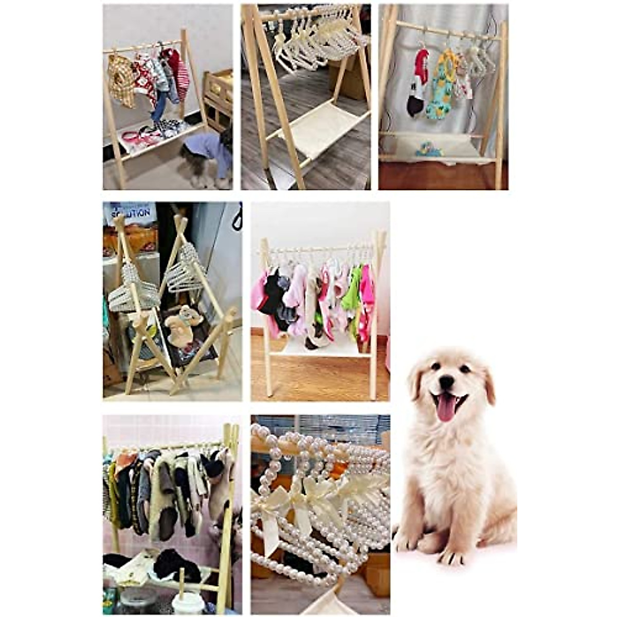 awagas Dress Up Storage, Small Clothes Rack, Baby Clothes Rack, Baby Clothing Rack, Kids Clothing Rack with Storage Shelf, Pet Clothes Rack, Garment Rack with 6Pcs Pearl Hangers for Baby Pets Dolls