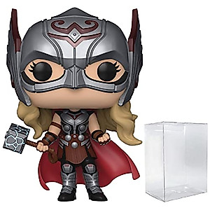 POP Thor: Love and Thunder - Mighty Thor [Jane Foster] Funko Vinyl Figure (Bundled with Compatible Box Protector Case), Multicolor, 3.75 inches