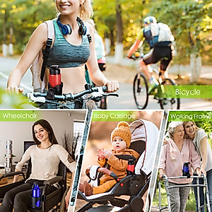 3 Pack Universal Cup Holder for Stroller, Large Caliber Designed Cup Holders Adjustable Bike Boat Cup Holder 360 Degrees Rotation Drink Cup Holder for Stroller, Wheelchair, Walker, Trolley, Black