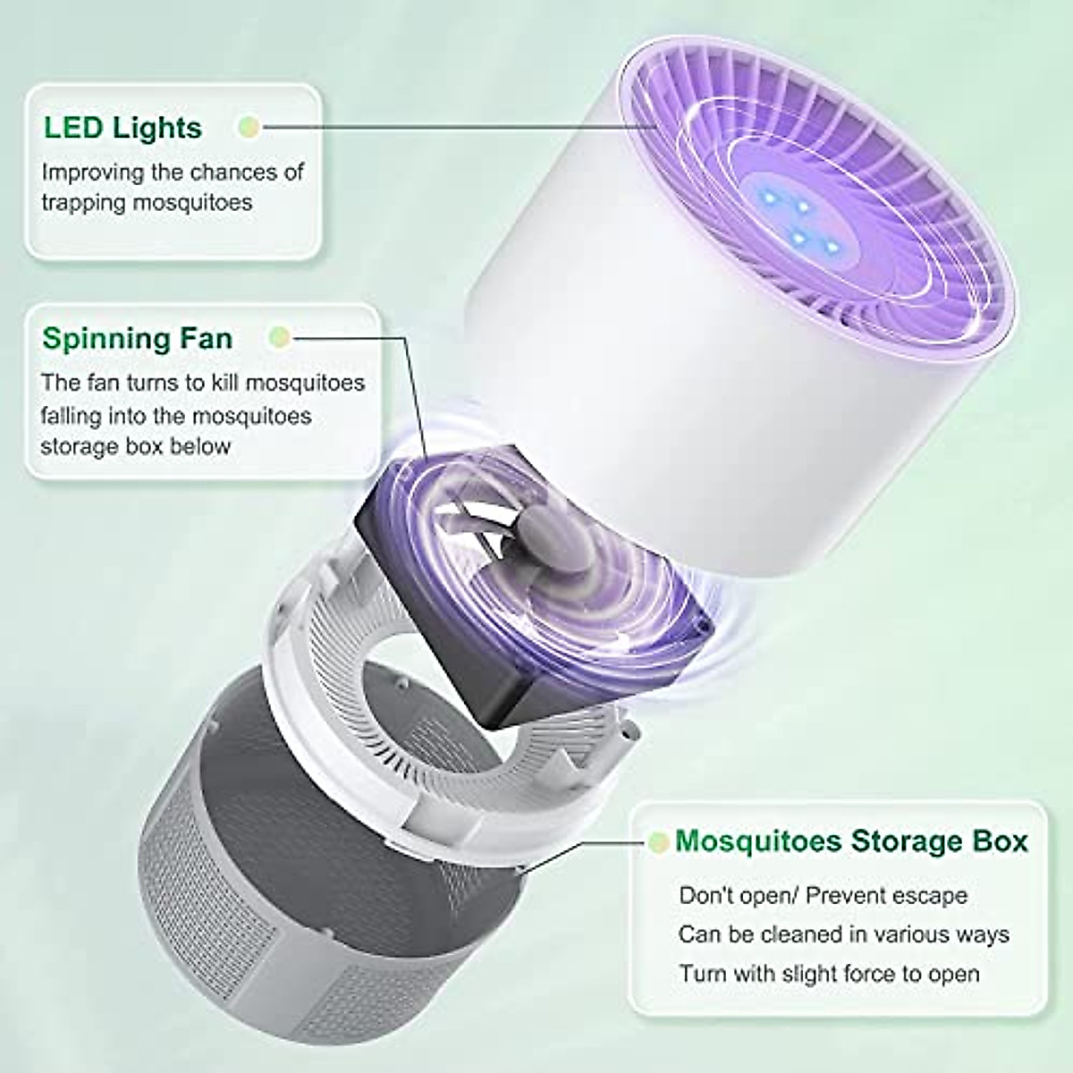 Bug Zapper, Electric Mosquito & Fly Zappers/Killer - Insect Attractant Trap Powerful Bug Zapper Light, Hangable Mosquito Lamp for Home, Indoor, Outdoor, Patio (White)