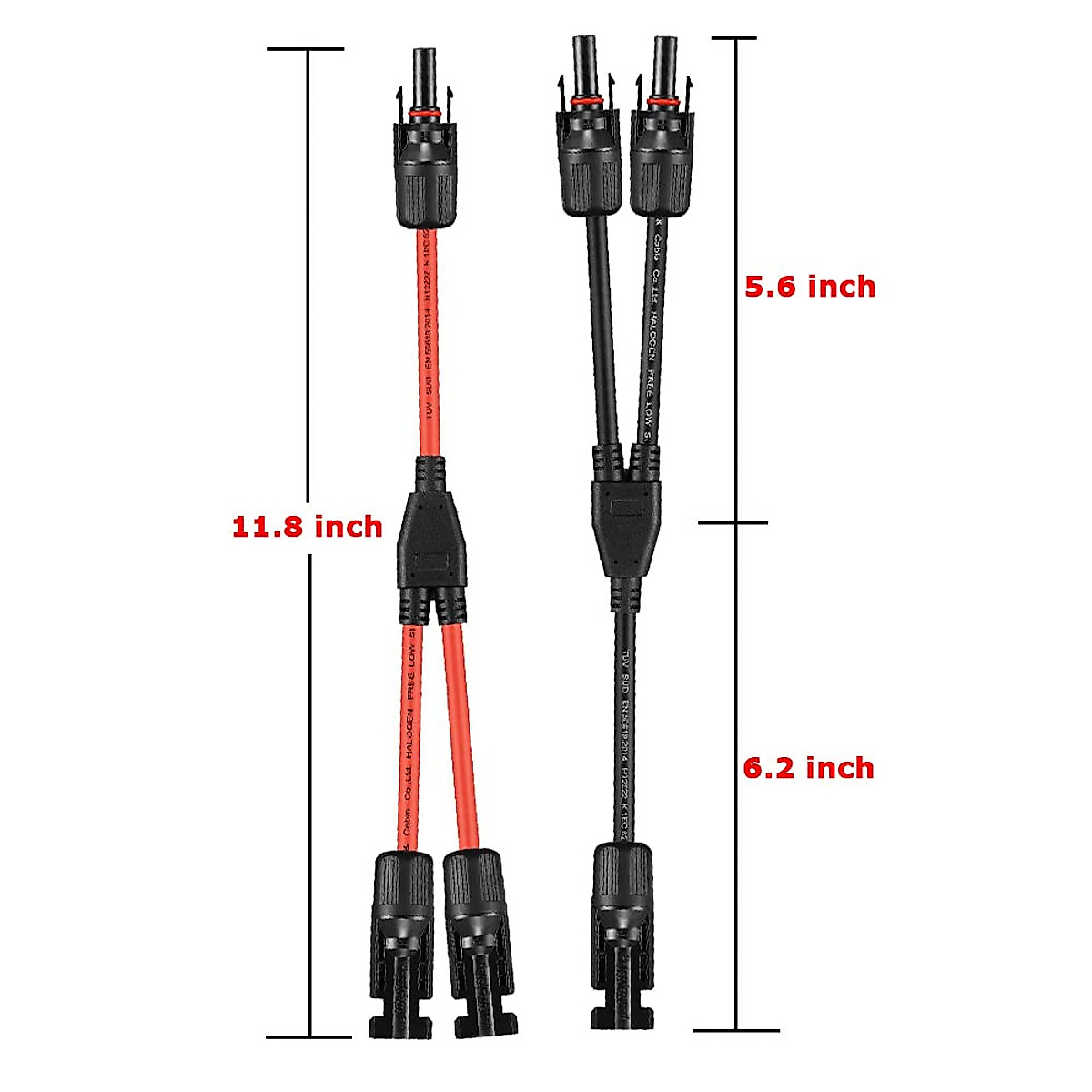 KEYGMA Solar Y Branch Connectors 1 to 2 Parallel Adapter Cable, Wire Plug Tool Kit for Solar Panels (2 Pairs)