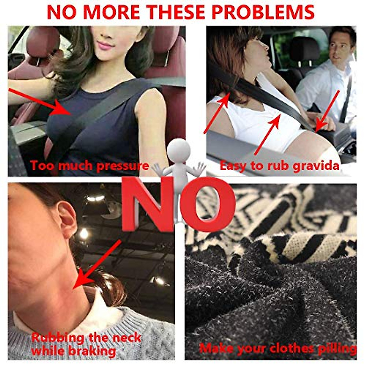 MIRKOO Car Seat Belt Cover Pad, 2-Pack Soft Car Safety Seat Belt Strap Shoulder Pad for Adults and Children, Suitable for Car Seat Belt, Backpack, Shoulder Bag, Upholstery for vehicles (Black)