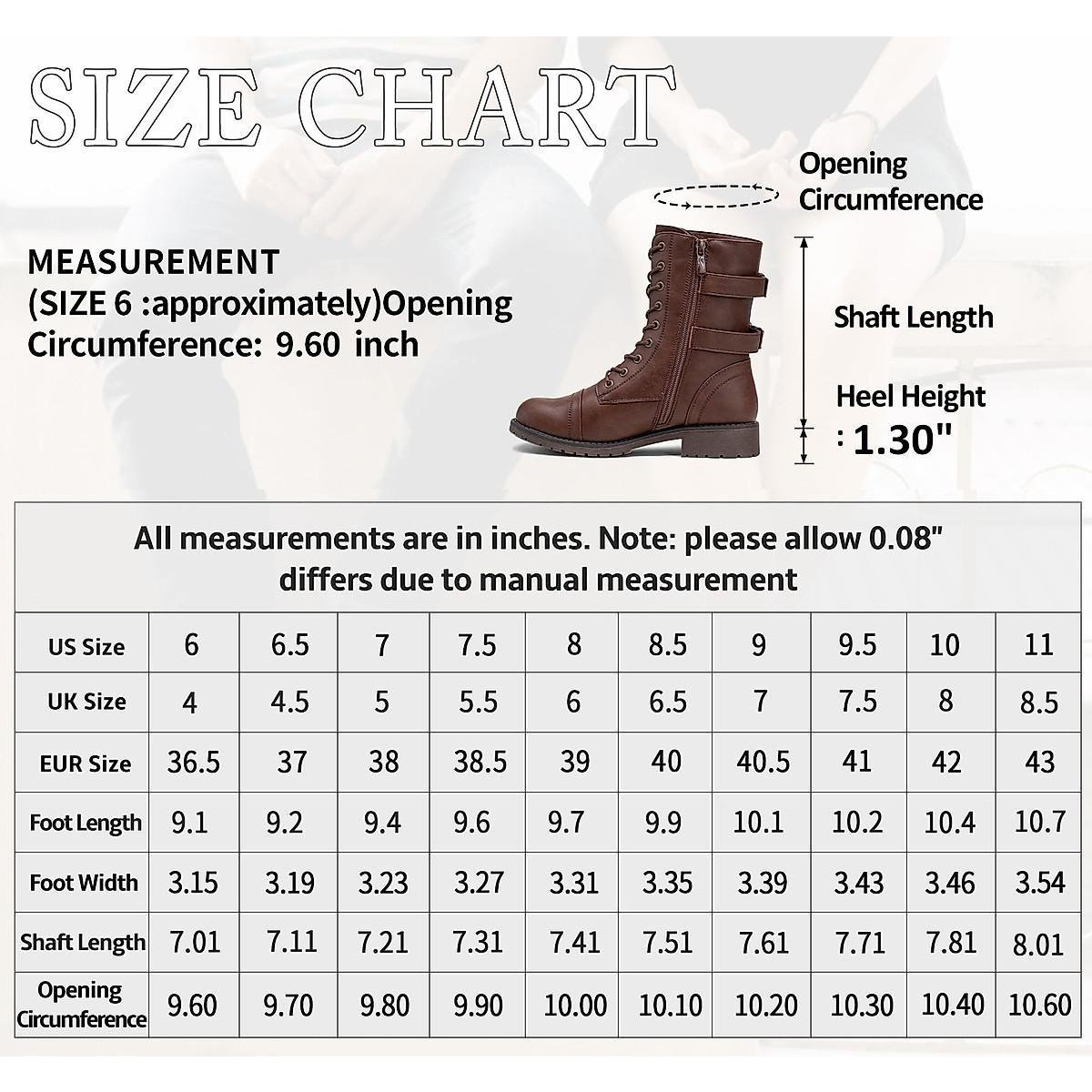 Vepose Women's Lace up Combat Boots, Mid Calf Hiking Boots, 929 - Cognac, Red Brown, Size 9.5 US - Credit Card Wallet Pocket (CJY929 Cognac 09.5)