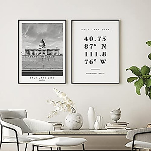 Dear Mapper Salt Lake City United States View Abstract Road Modern Map Art Minimalist Painting Black and White Canvas Line Art Print Poster Art Print Poster Home Decor (Set of 3 Unframed) (12x16inch)