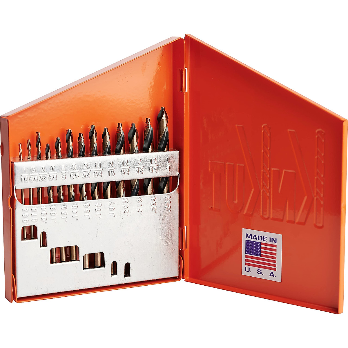 KnKut 13 Piece Mechanics Length Step Point Drill Bit Set 1/16"-1/4" by 64ths