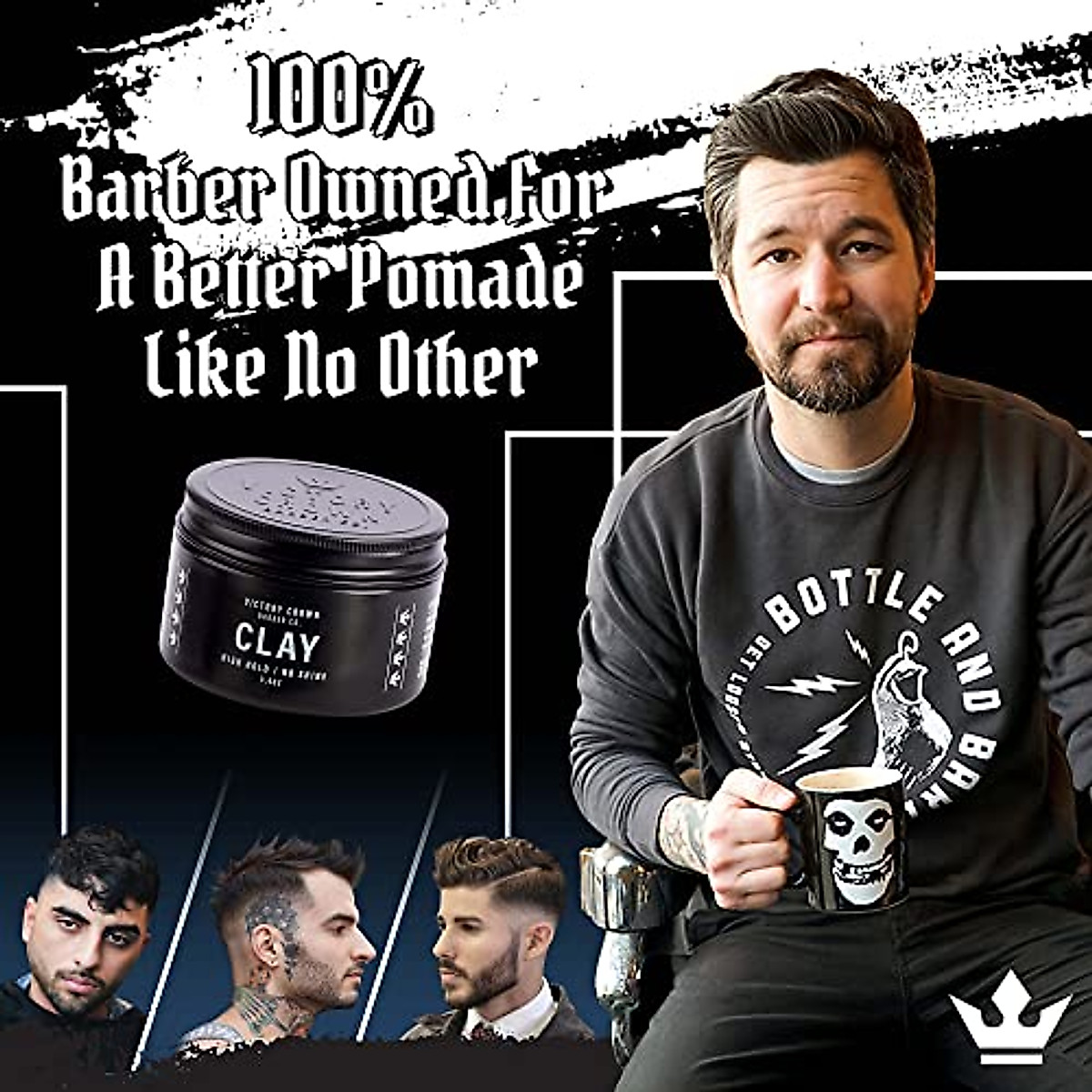 Victory Crown Matte Clay Pomade for Men – High Hold, No Shine – Non-Greasy Hair Paste – 3.4 oz